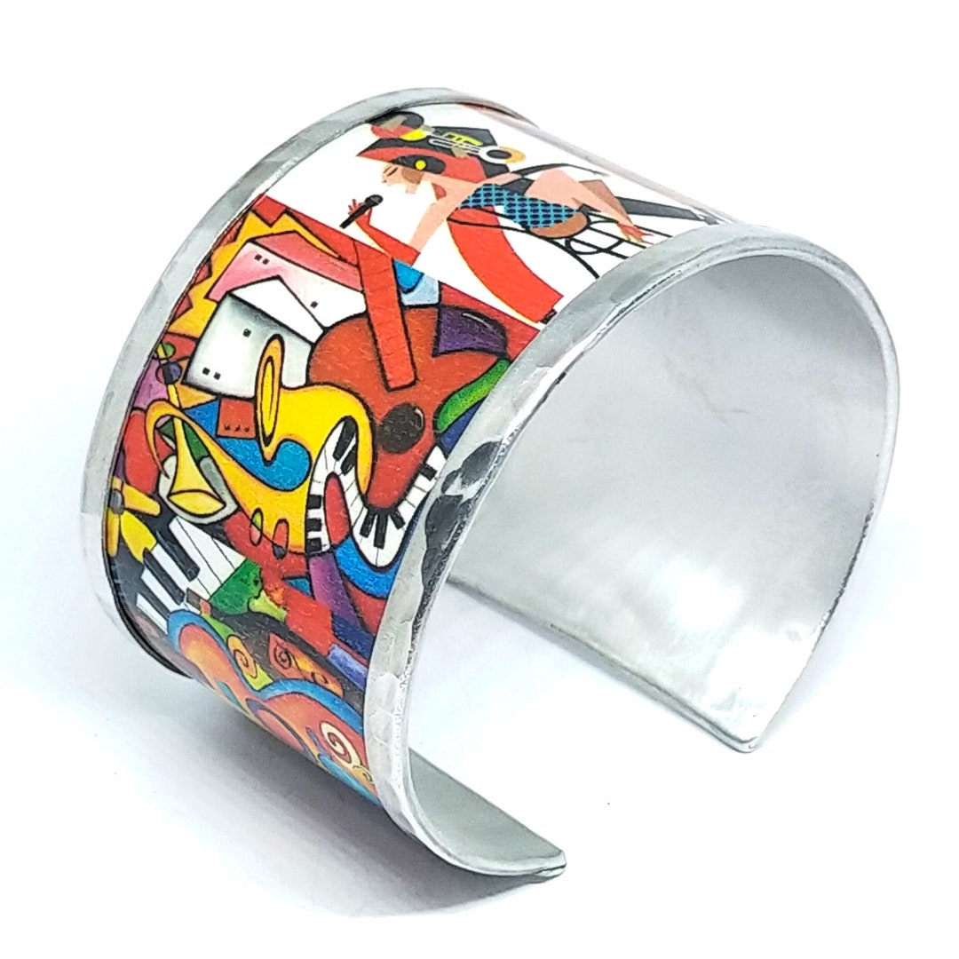 Aluminum Bracelet - Bangle Inspired by Instruments and Jazz Music, 4.5 ...