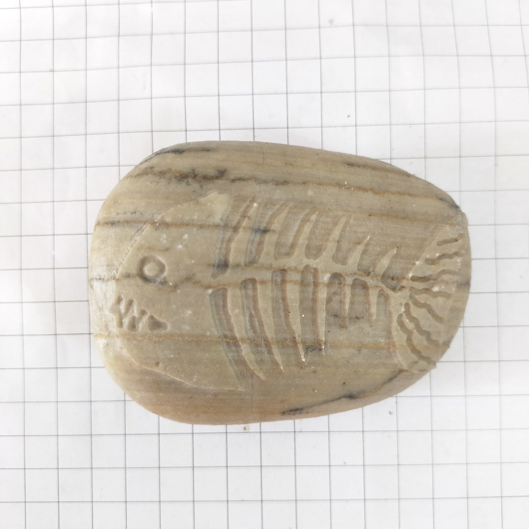 Carved Stone With the Relief Engraving of a Fishbone - Etsy