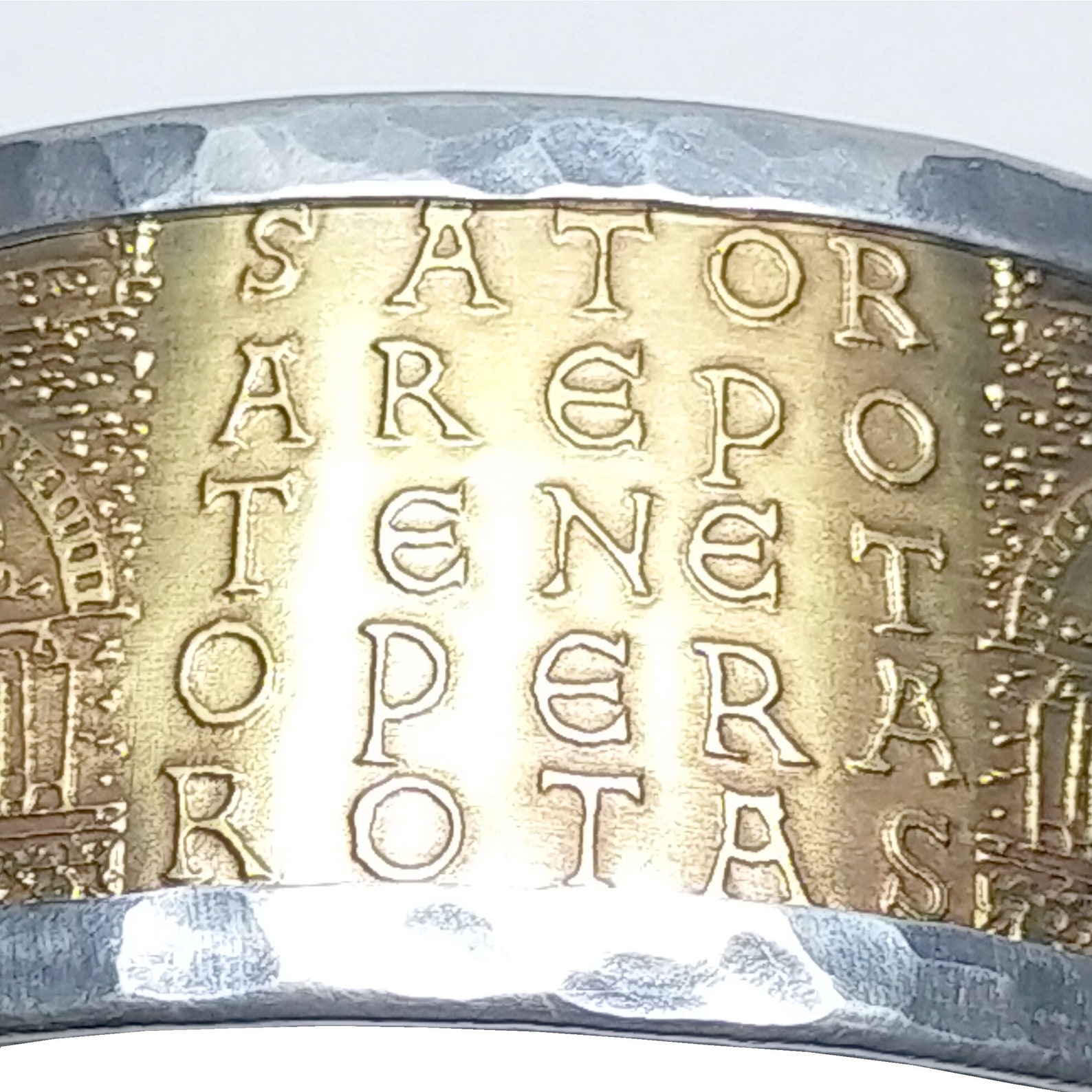 Magic Square of the SATOR AREPO, Bracelet in Aluminum and Brass. With ...