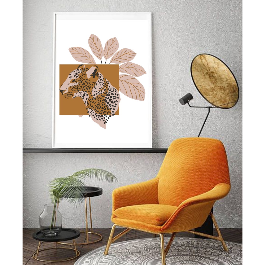 Vintage Inspired Cheetah Wall Decor, Animal Art Print, Living Room ...