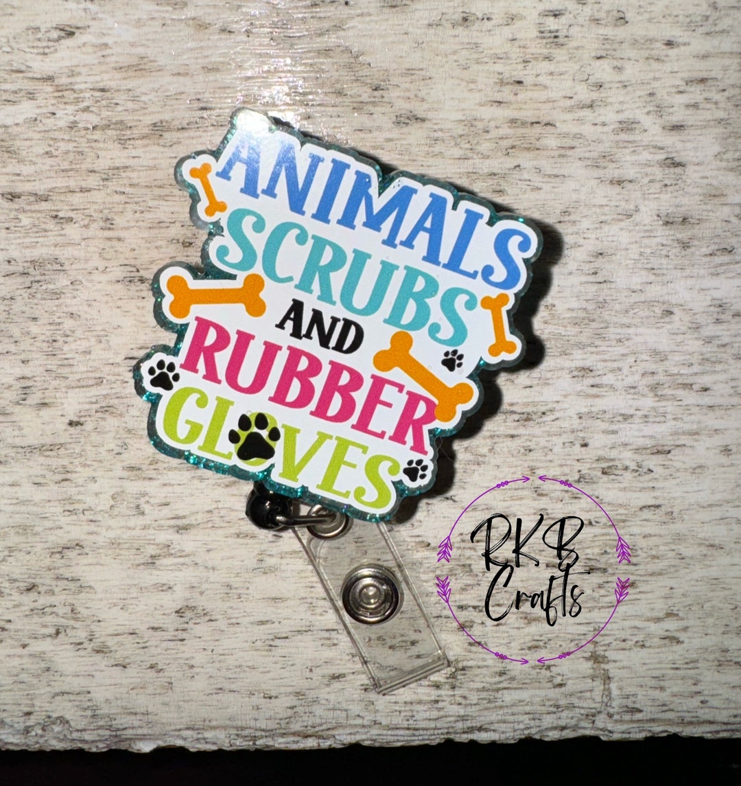 Animal Scrubs Badge Reel, Nurse ID Holder, RN Key Card, Medical Office ...