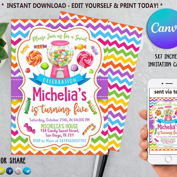 Candyland Invitation - Etsy