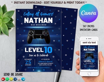 Boy Gamer, Video Game Birthday Invitation, Video Game Invitation ...