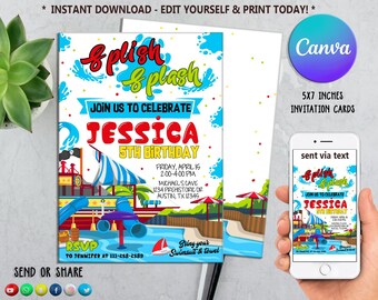 Splish Splash Invitation, Splish Splash Birthday Invitation, Splash ...
