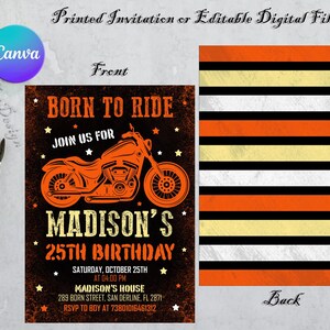 Editable Motorcycle Invitation, Motorcycle Birthday Invitation, Born to ...