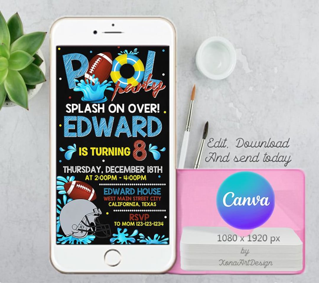 Football Pool Electronic Invitation Sports Party Football - Etsy