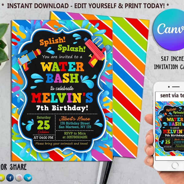 Water Fight Invitation - Etsy