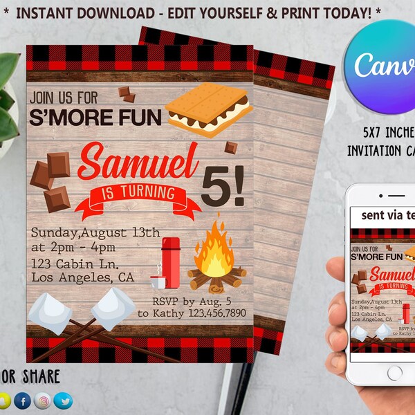 Campfire Invitation - Etsy