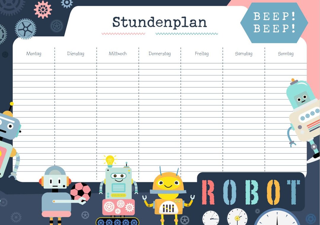 Stundenplan Zum Ausdrucken 2-seitig Timetable Schulplan - Etsy