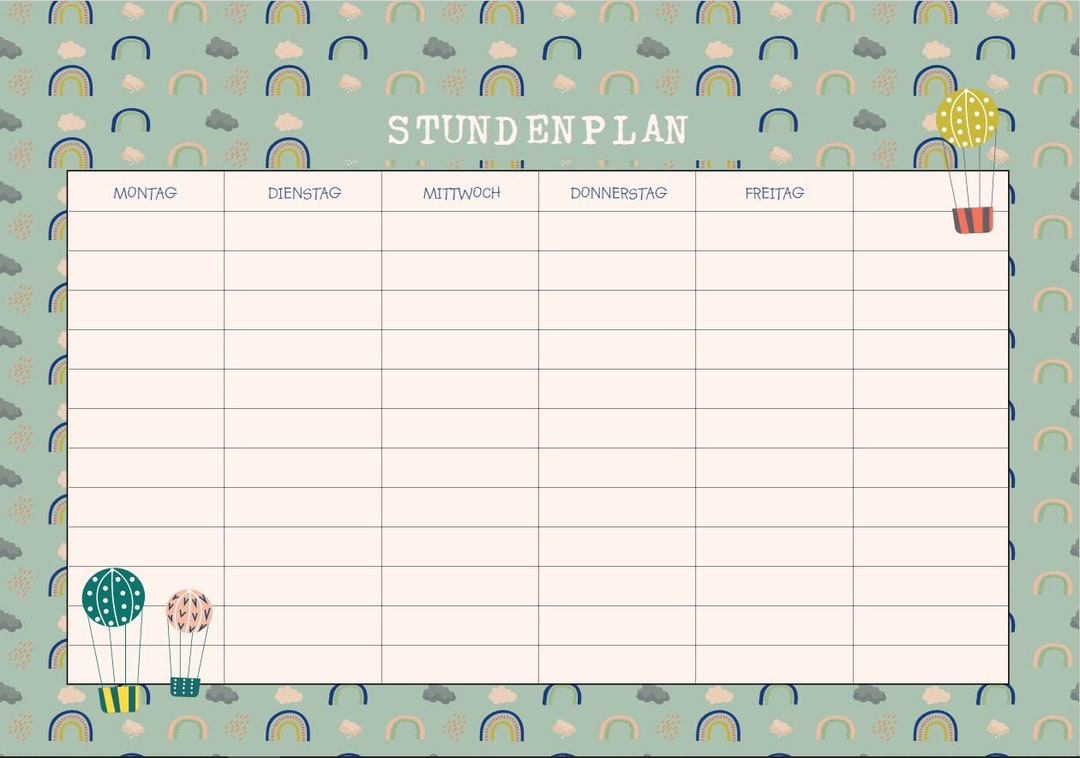 Stundenplan Zum Ausdrucken 2-seitig Timetable Schulplan - Etsy Israel