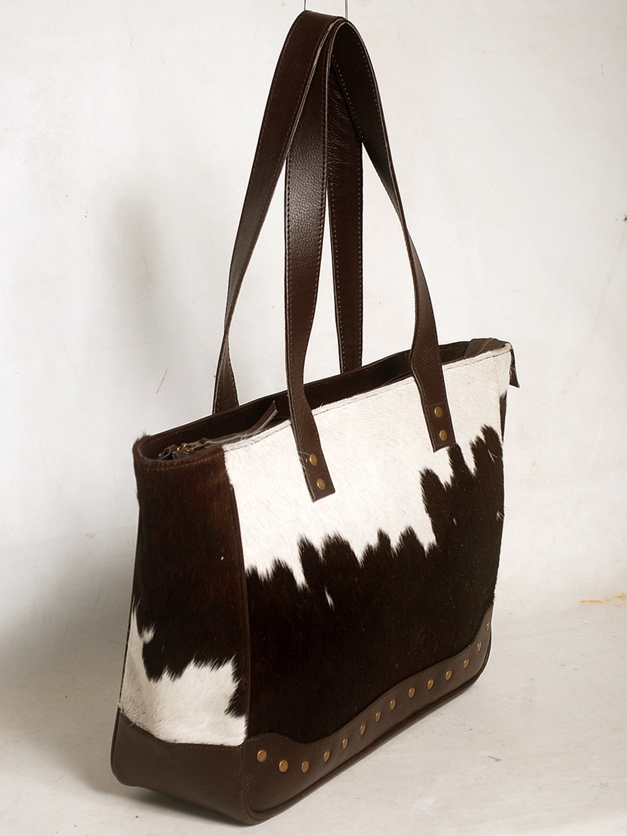 Tote Bag Cowhide Purse Cowhide Bag Brown / White Fur - Etsy Canada