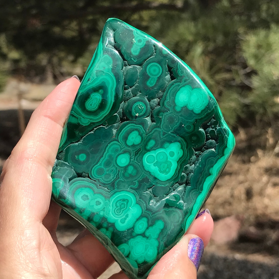 Polished Malachite Natural Stone Slab Genuine Crystal Lapidary | Etsy