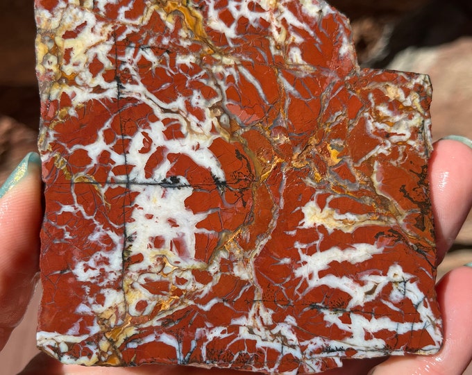 Red Brecciated Jasper Lapidary Slab Natural Stone Not Polished for ...