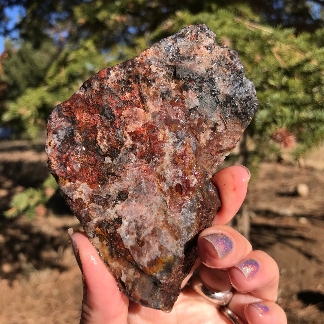 Red Mexican Agate Lapidary Slab Natural Stone Not Polished for Cabbing ...