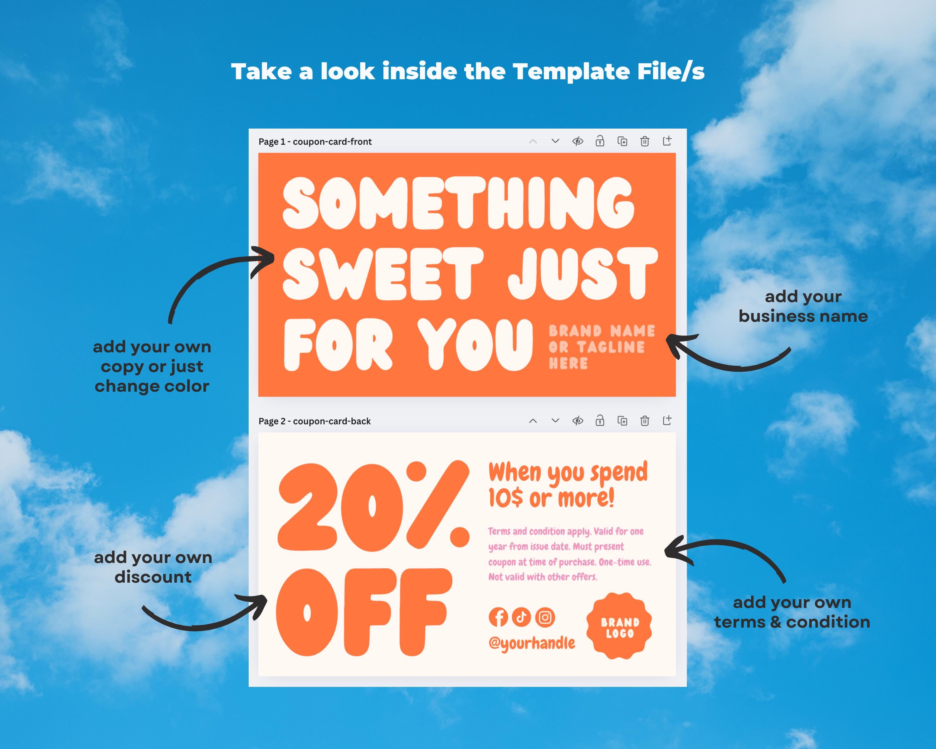 Editable Coupon Card Template for Small Business Canva Template ...