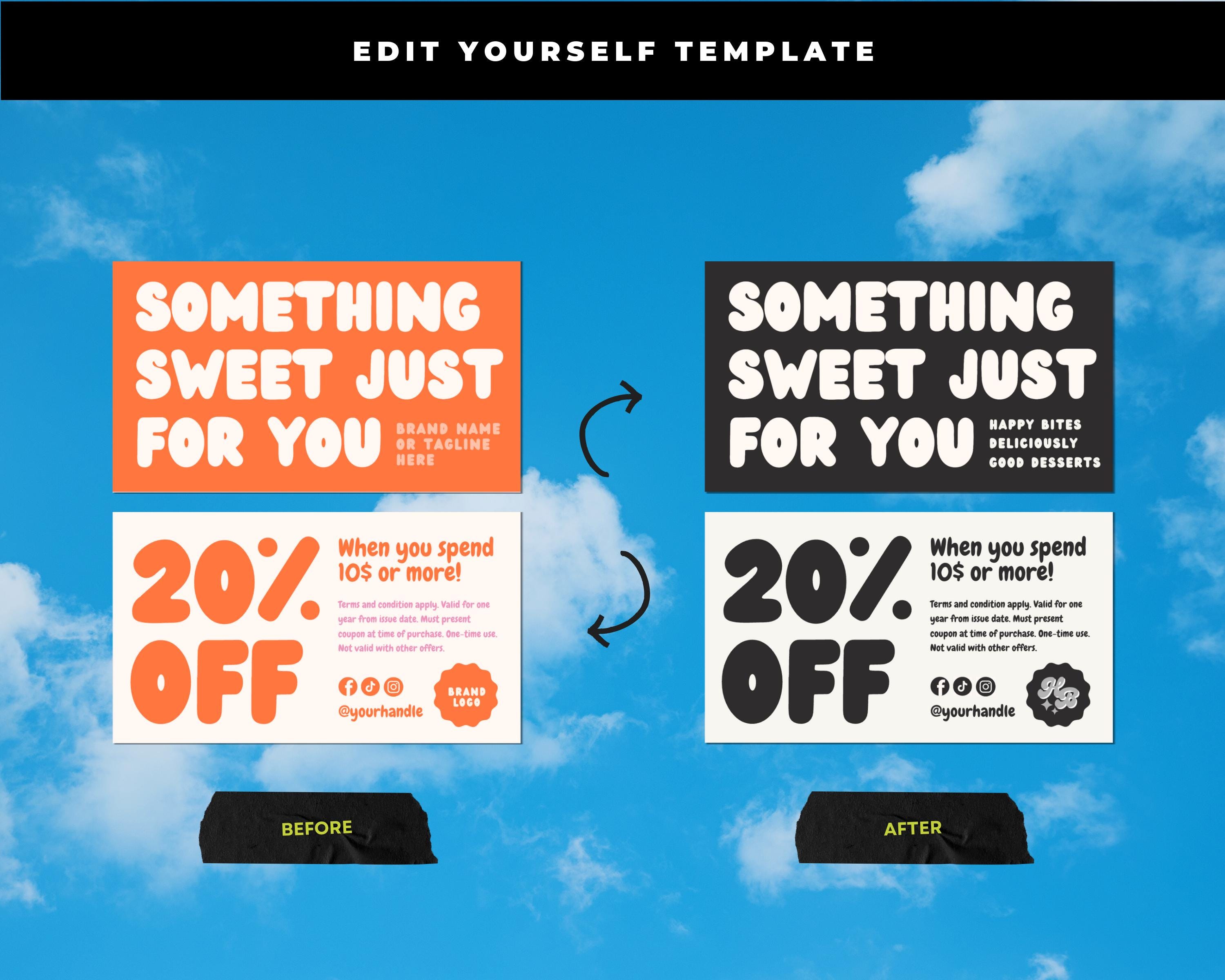 Editable Coupon Card Template for Small Business Canva Template ...
