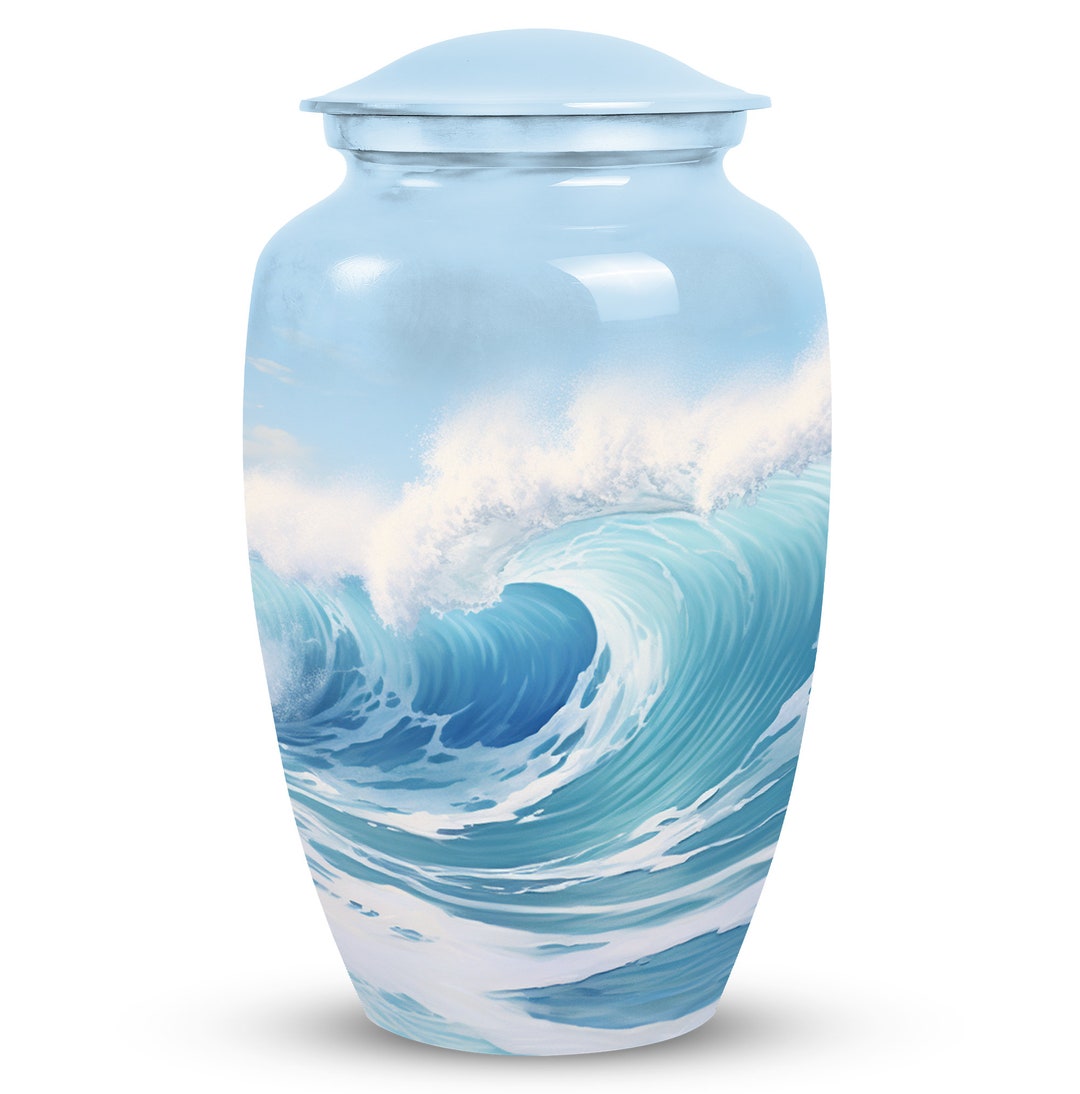 Tranquil Blue Ocean Wave Cremation Urn for Human Ashes Urn for Ashes ...