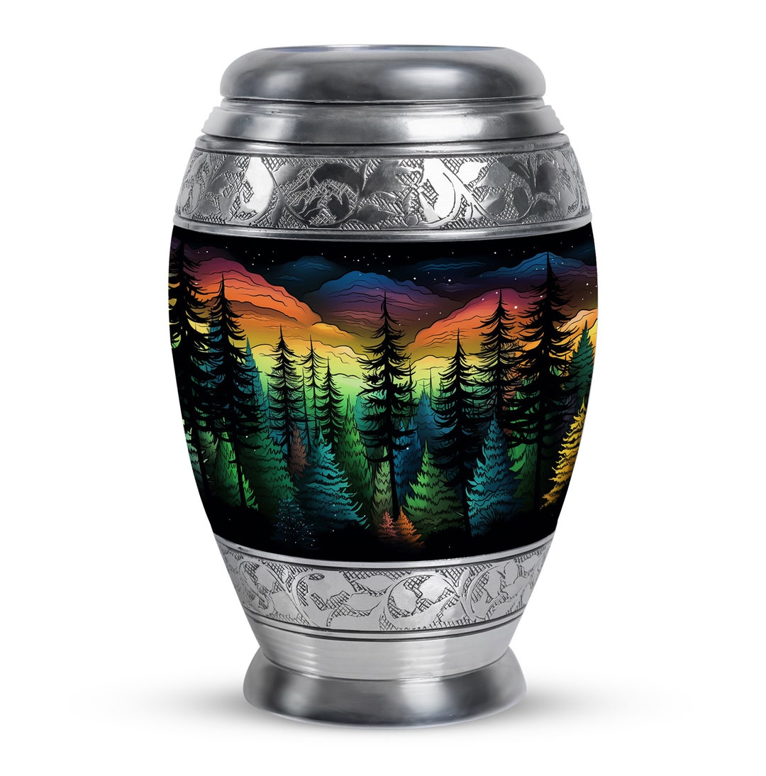 Elegant Green Forest Sunset Urn for Ashes , Decorative Blue Keepsake ...