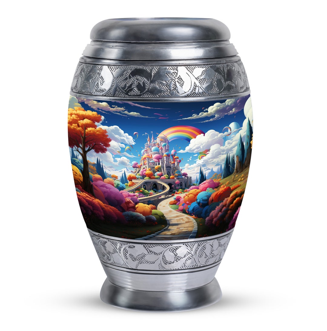 Rainbow Castle Ashes Urn , Urn for Human Ashes, Memorial Keepsake Urn ...