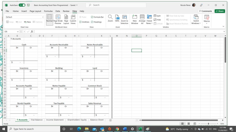 Basic Accounting Excel Worksksheet, Excel Accounting Worksheet, Finance ...
