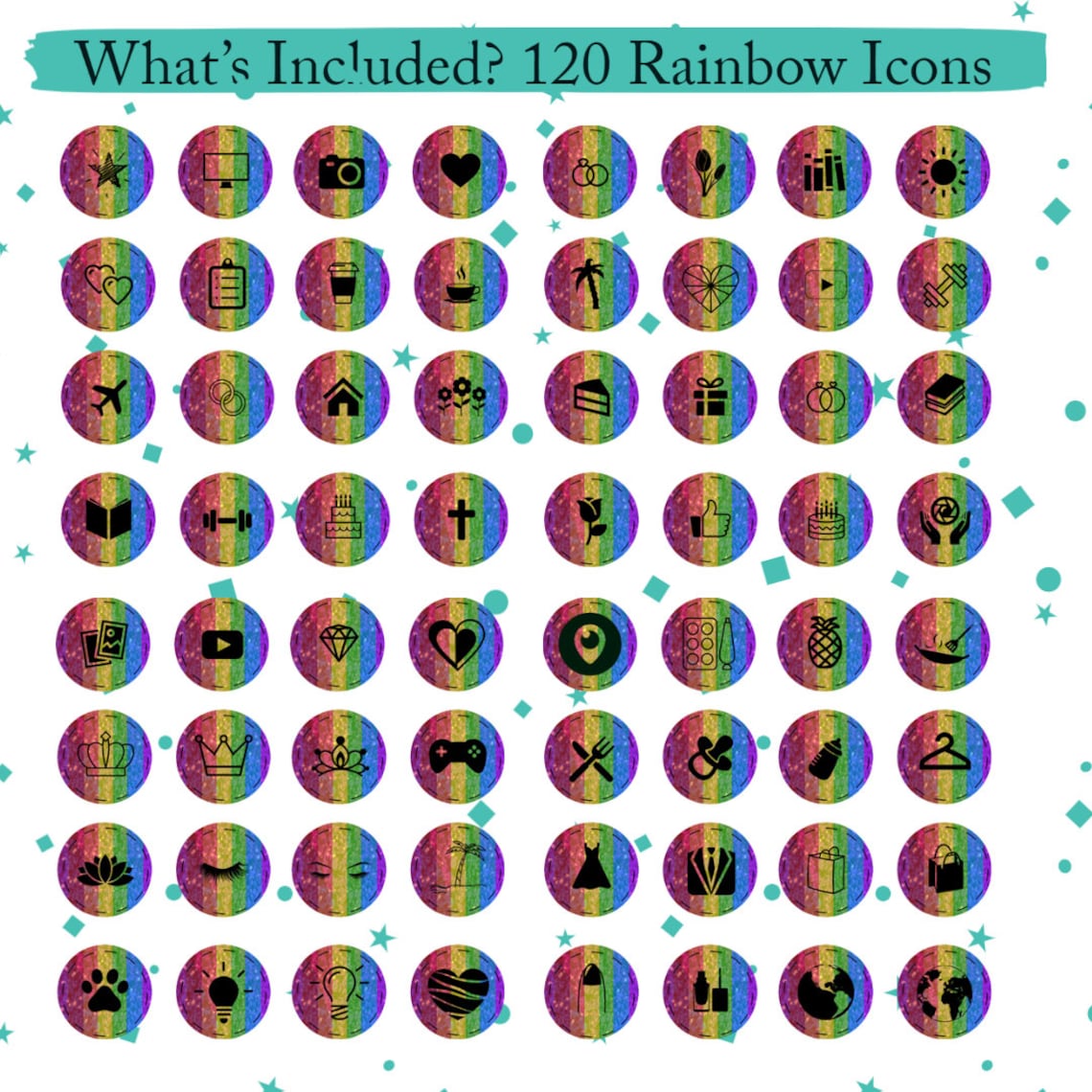 120 Rainbow Instagram Highlight Covers Icon 120 Insta - Etsy