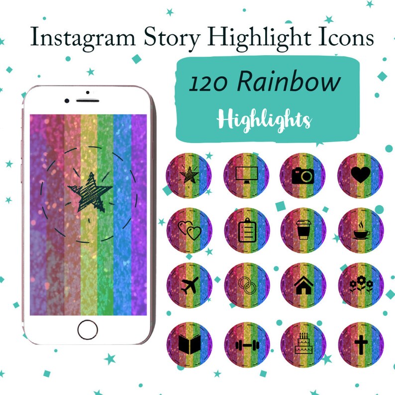 120 Rainbow Instagram Highlight Covers Icon, 120 Insta Highlight Story ...