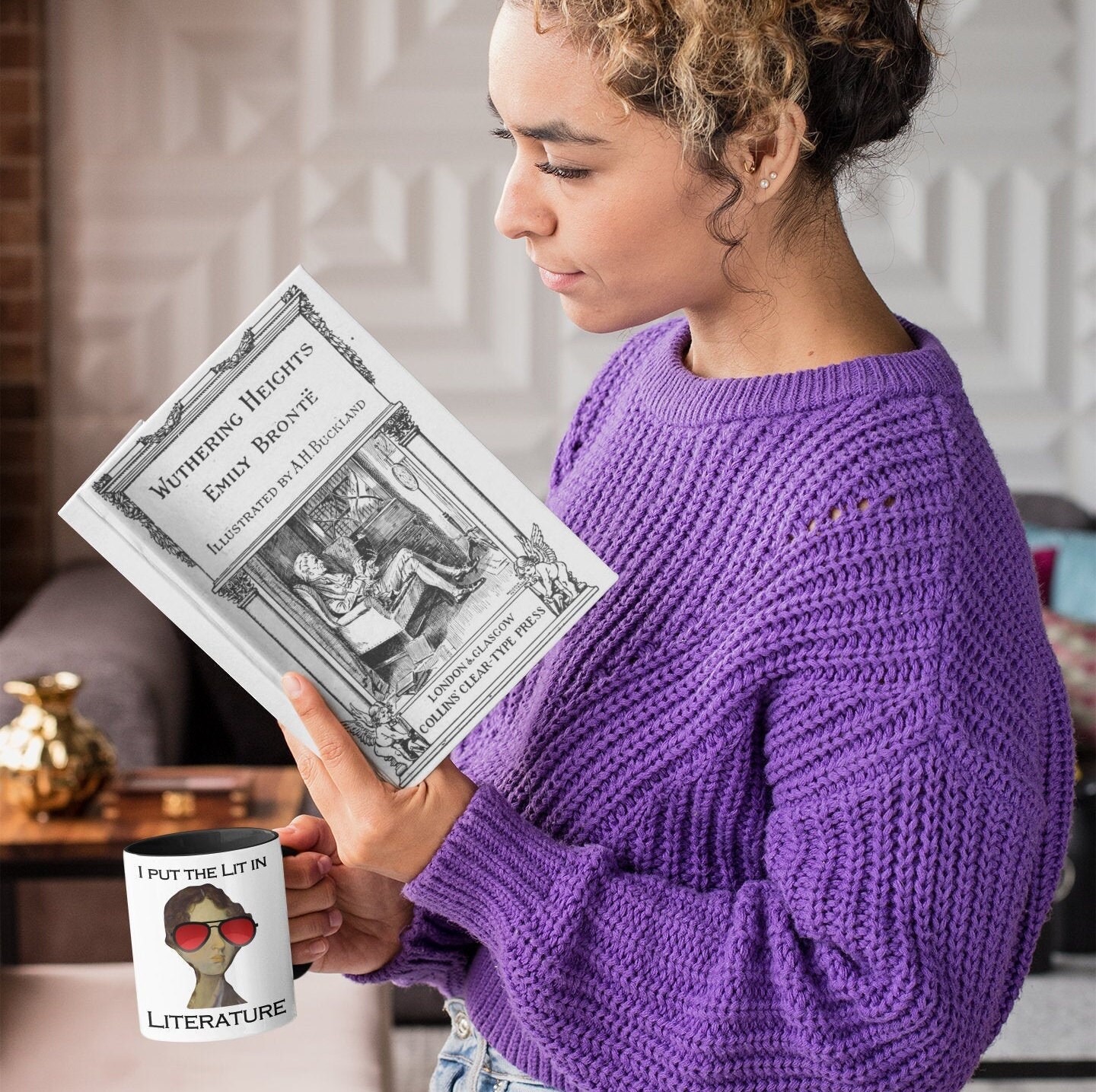 Emily Bronte I Put the Lit in Literature Funny Coffee Mug: Book Lover ...