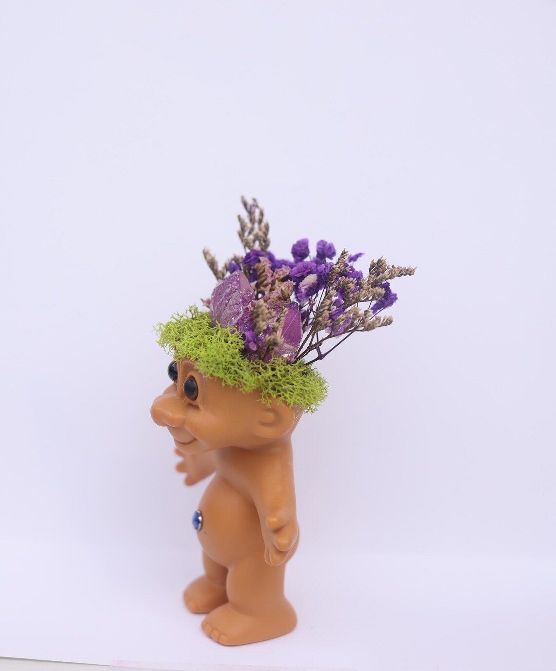 Whimsical Crystal Troll, Crystal Trolls, Purple Rainbow Quartz Floral ...