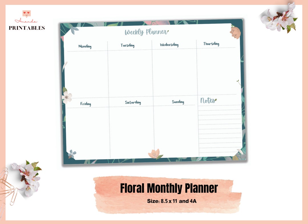 Weekly Planner Printable Floral landscape Weekly Planner - Etsy