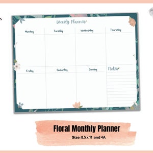 Weekly Planner Printable Floral landscape Weekly Planner - Etsy
