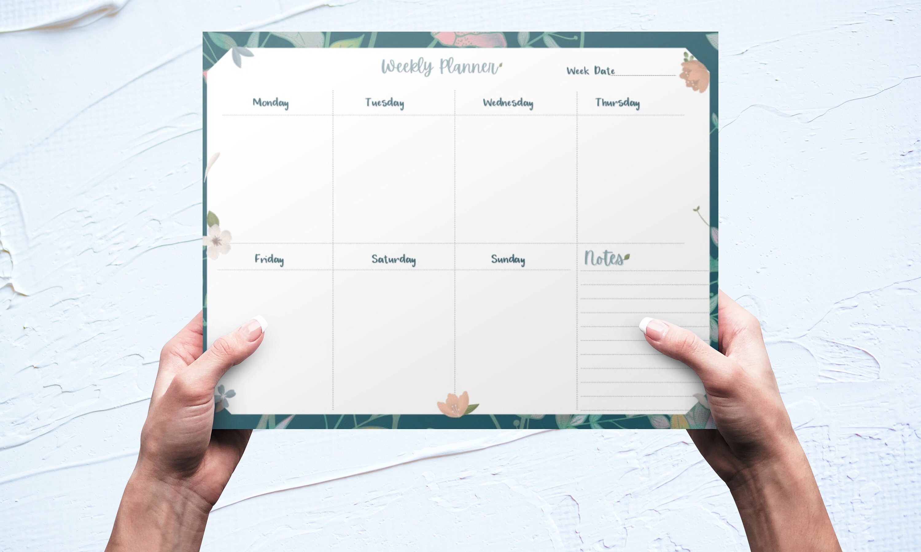 Weekly Planner Printable Floral landscape Weekly Planner - Etsy