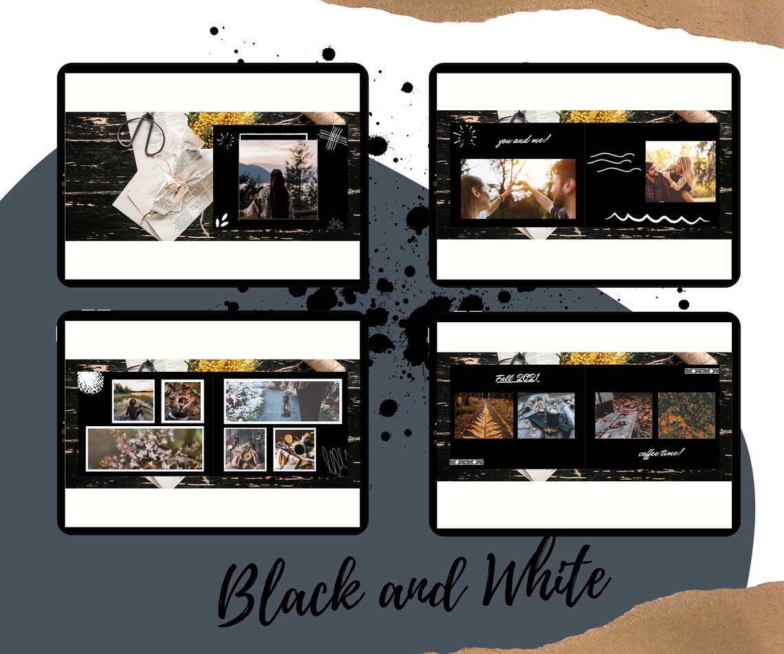 Digital Personalised Scrapbook/ Photo Book, Black and White, Valentines ...