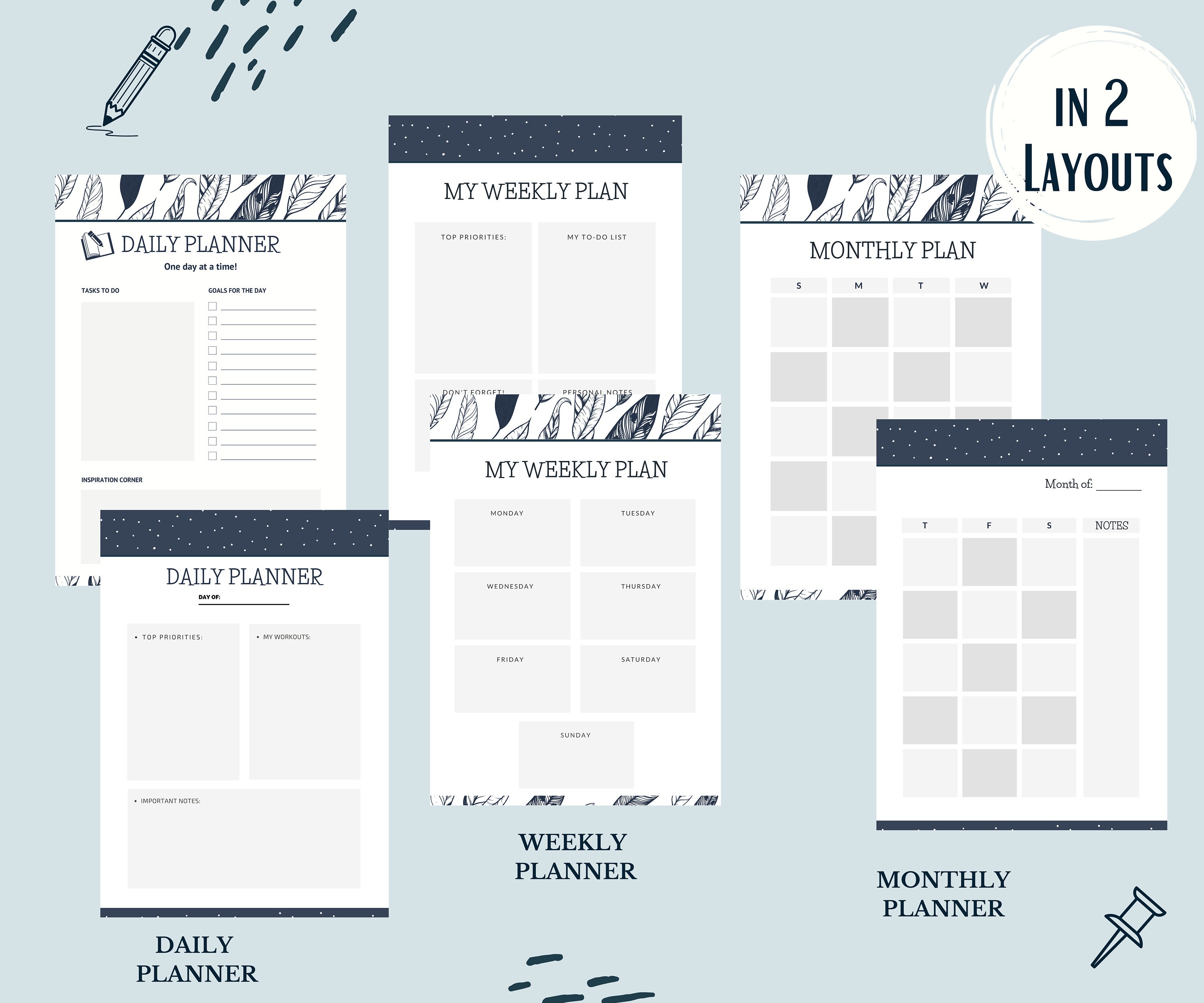 Daily Weekly Monthly Planner Bundle Gratitude Journal to Do List Habit ...