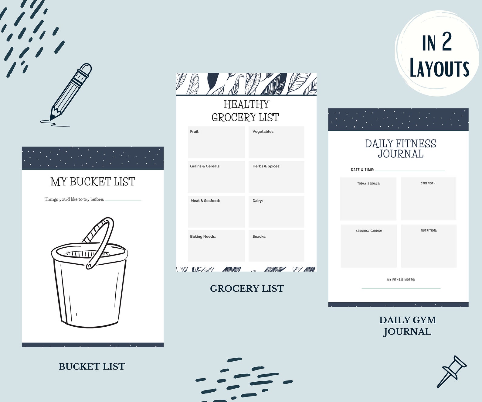 Daily Weekly Monthly Planner Bundle Gratitude Journal to Do List Habit ...