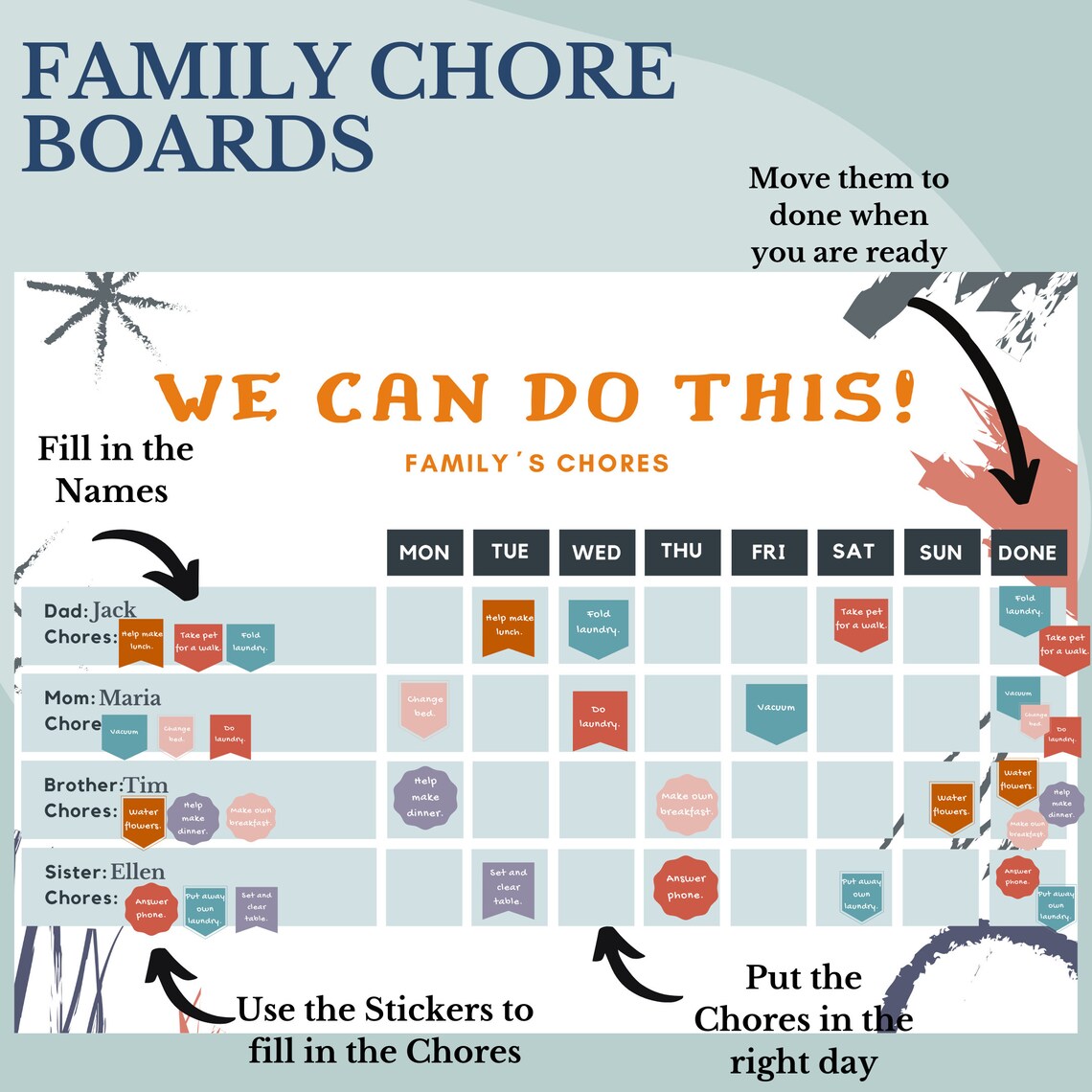 Family Chore Chart 2021 , Printable & Digital Chore Chart - Etsy
