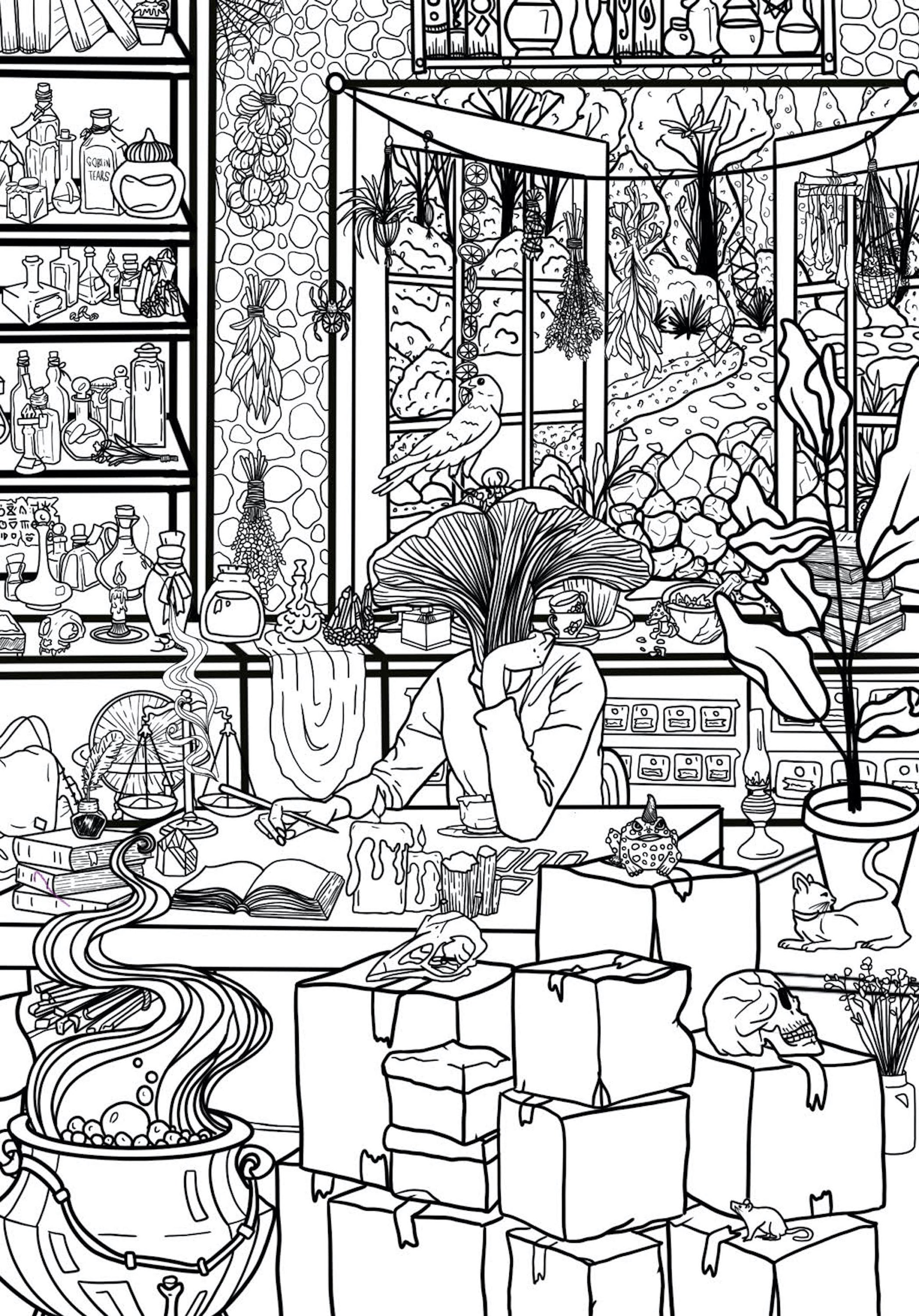 Clutter Mushroom Coloring Page - Etsy