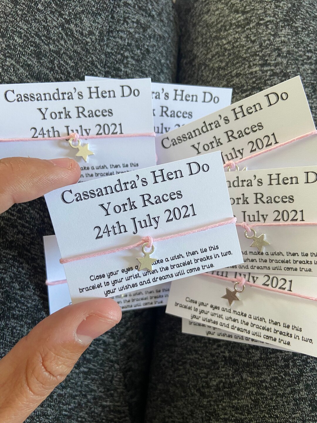 10 X Personalised Hen Do Wish Bracelets, Hen Party Favours, Hen Do ...