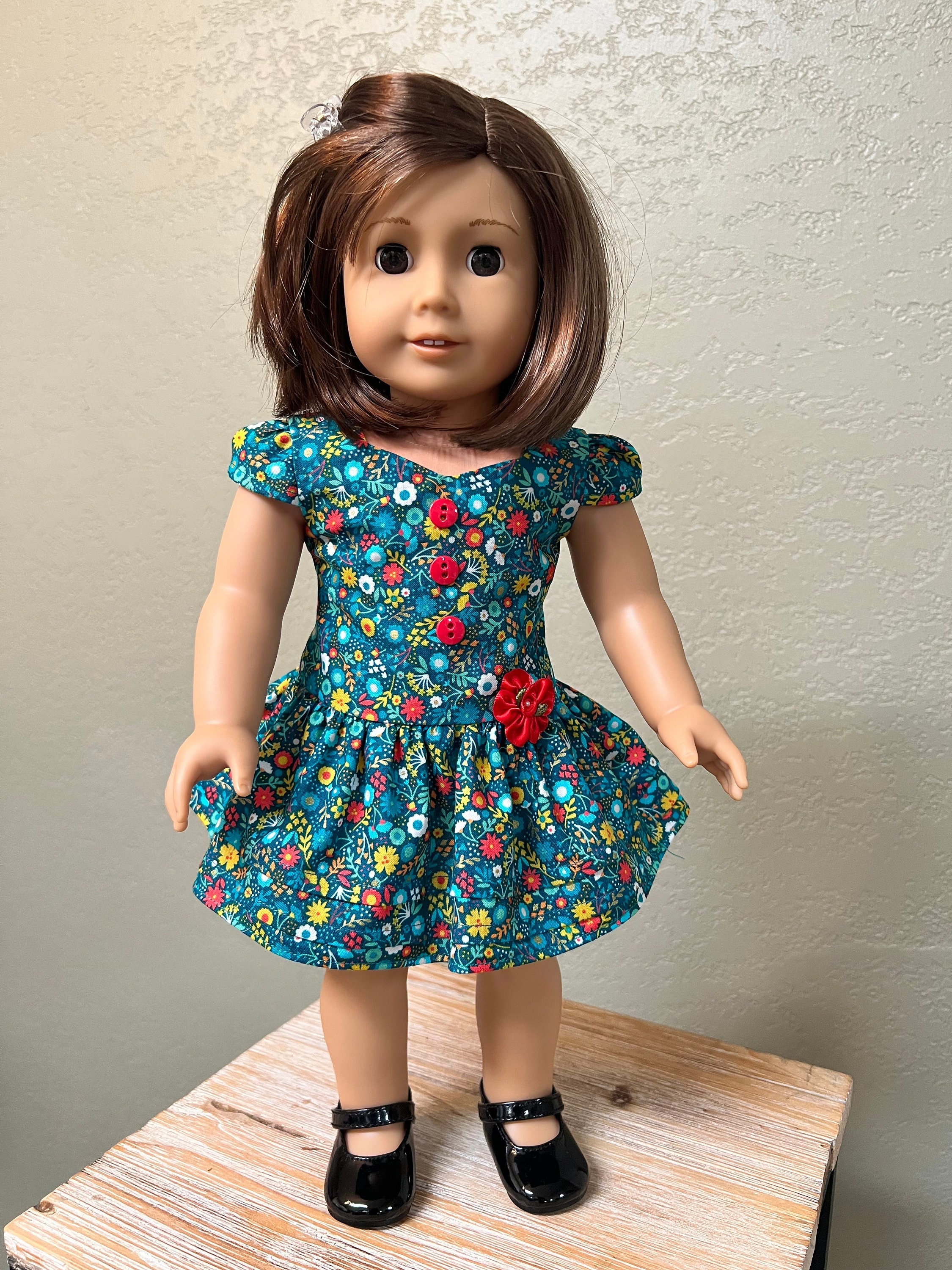 18 Inch Doll Dress - Teal Multi-color Floral - Doll Clothes Fit ...