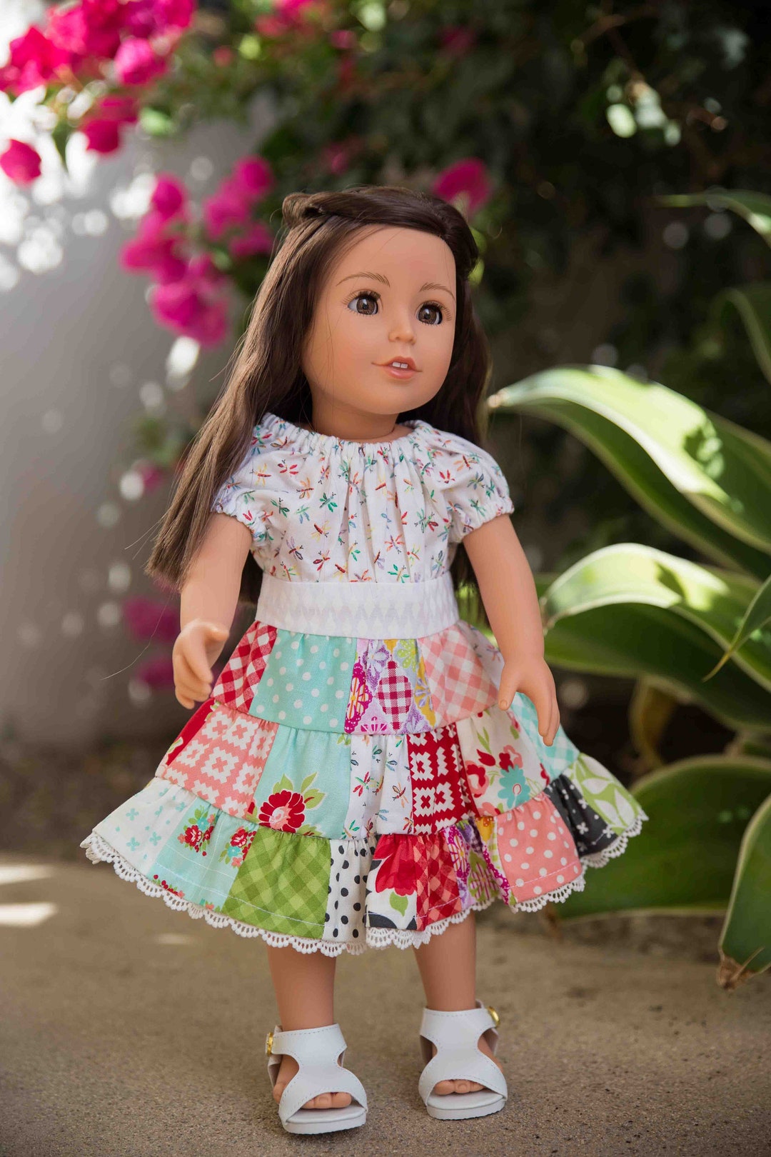 18 Inch Doll Dress Made With Pieced Mini Charm Pack Squares, Multi ...