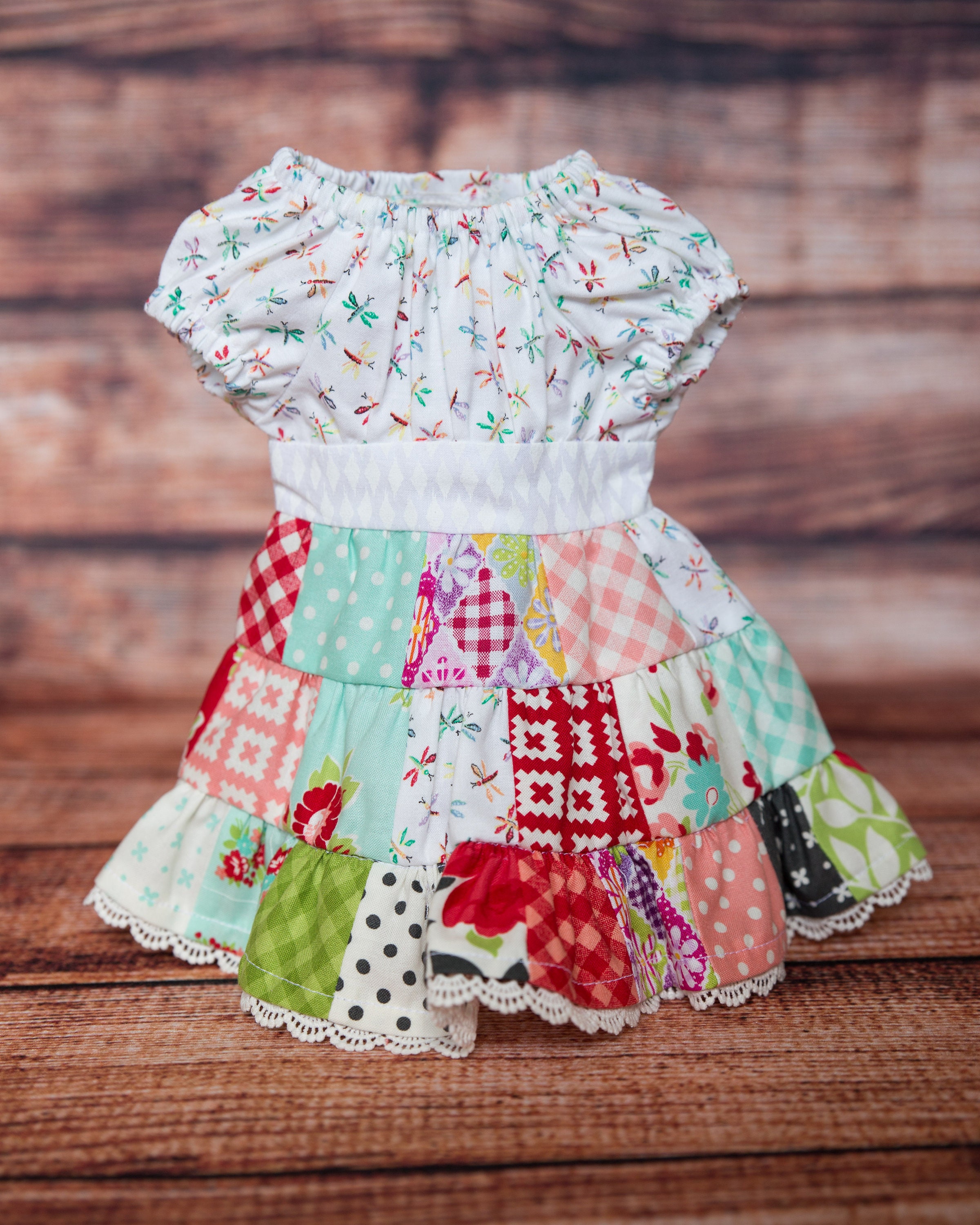 18 Inch Doll Dress Made With Pieced Mini Charm Pack Squares, Multi ...
