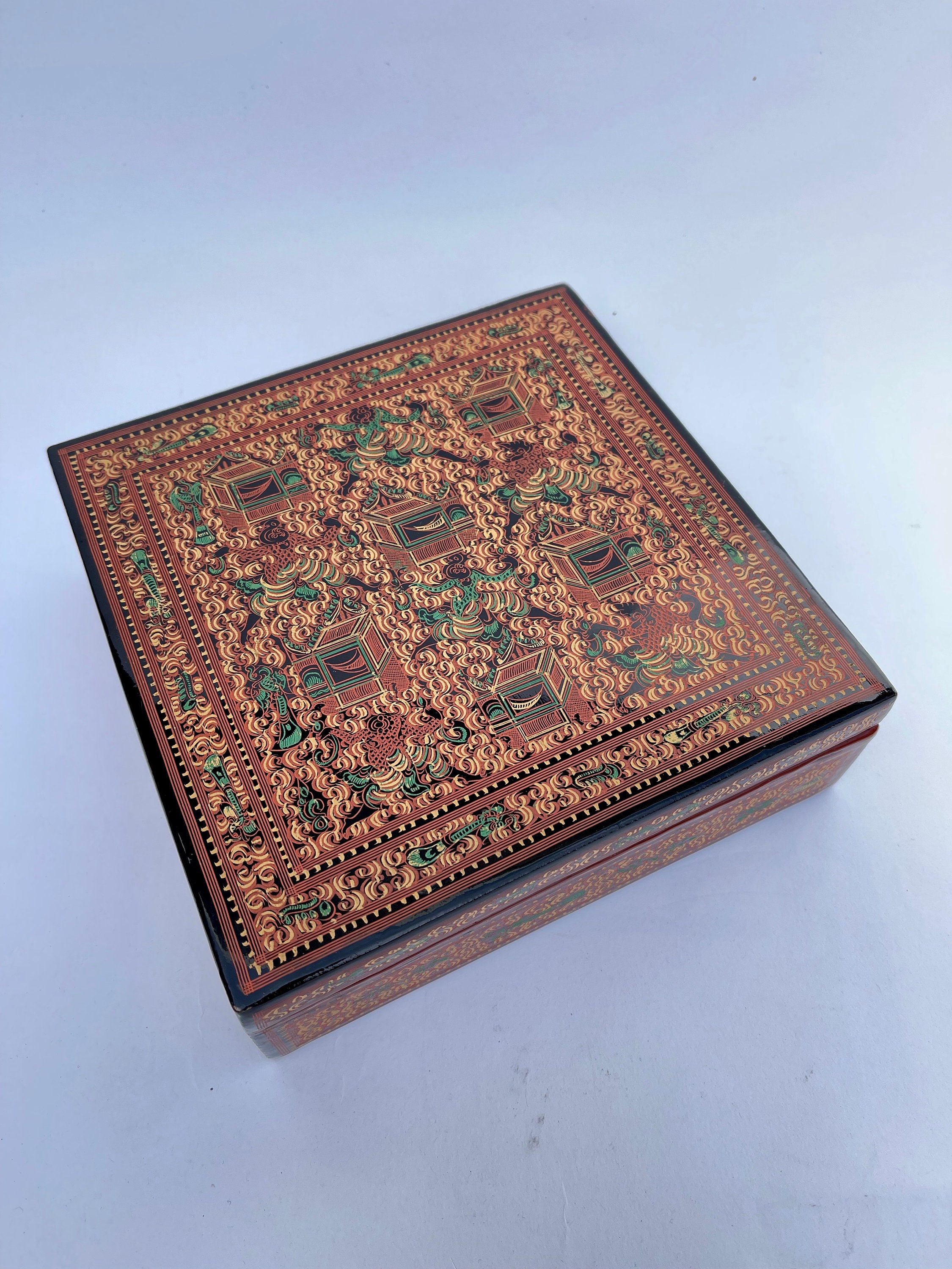 Burmese Lacquerware Box - Etsy