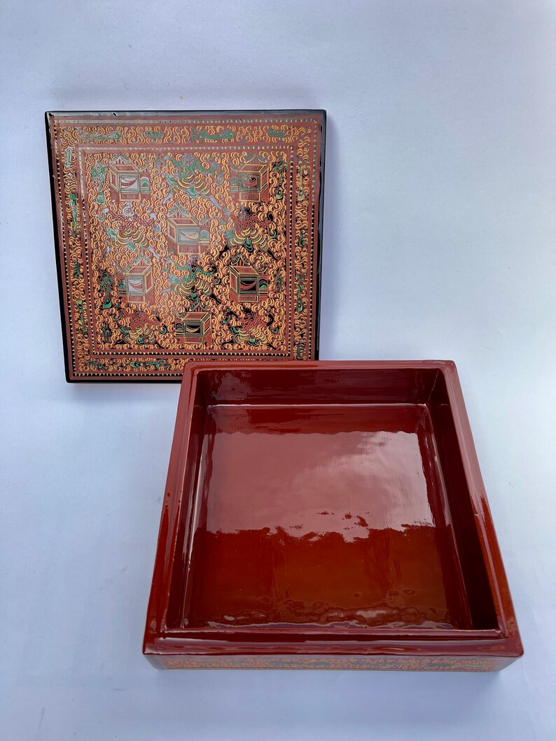 Burmese Lacquerware Box - Etsy