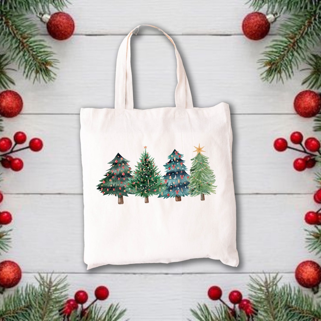 Christmas Trees Tote Bag Xmas Gift Tote Cute Christmas Tote - Etsy