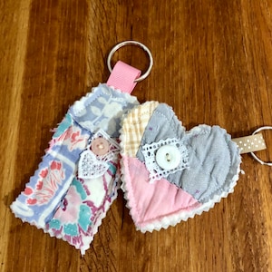 Key Chain, Vintage Quilt, Repurposed Quilt, Junk Journal Embellishment ...