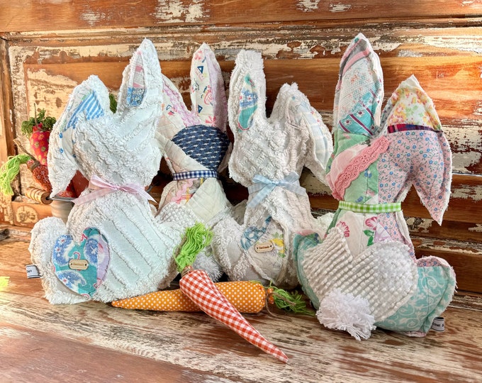 M/L Vintage Wool and Antique Quilt Repurposed Quilt Bunny Pillow ...