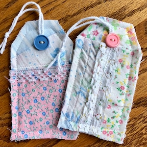 Gift Tags, Vintage Repurposed Quilt, Label Tag, Junk Journaling Tags ...