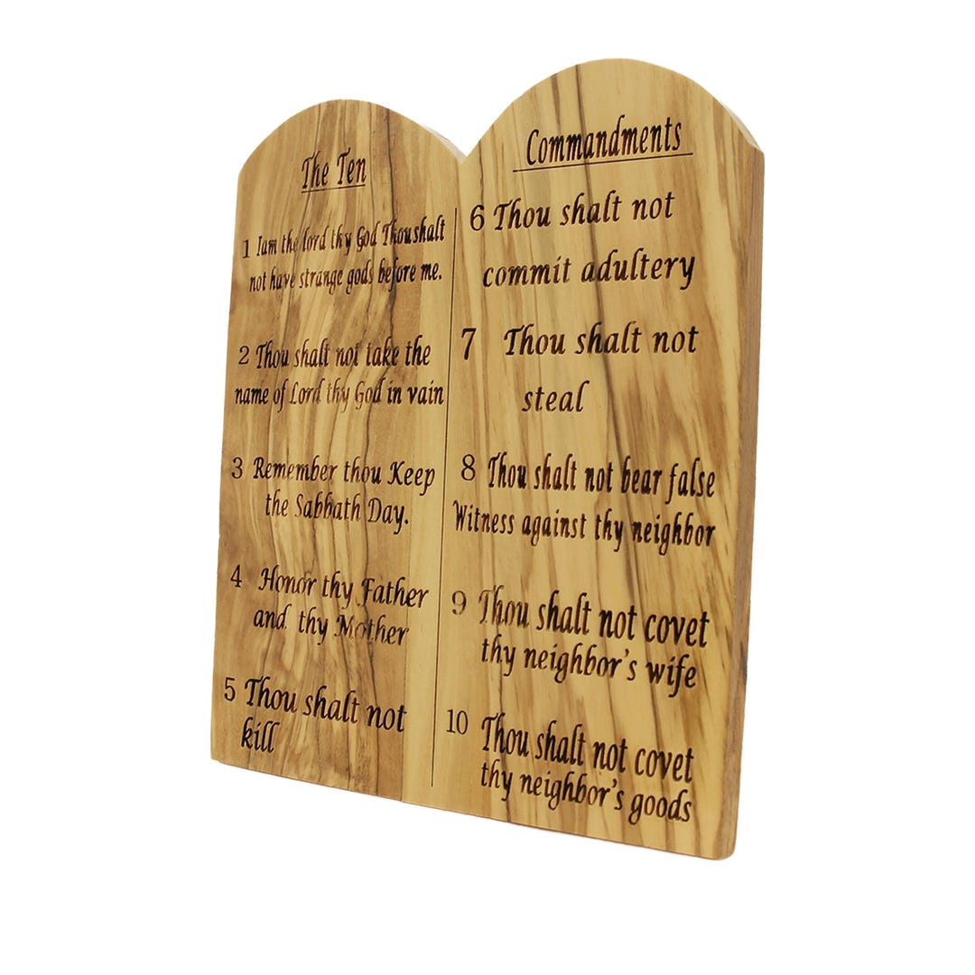 Handmade Olive Wood Ten Commandments Plaque - Christian Home Decor - Etsy