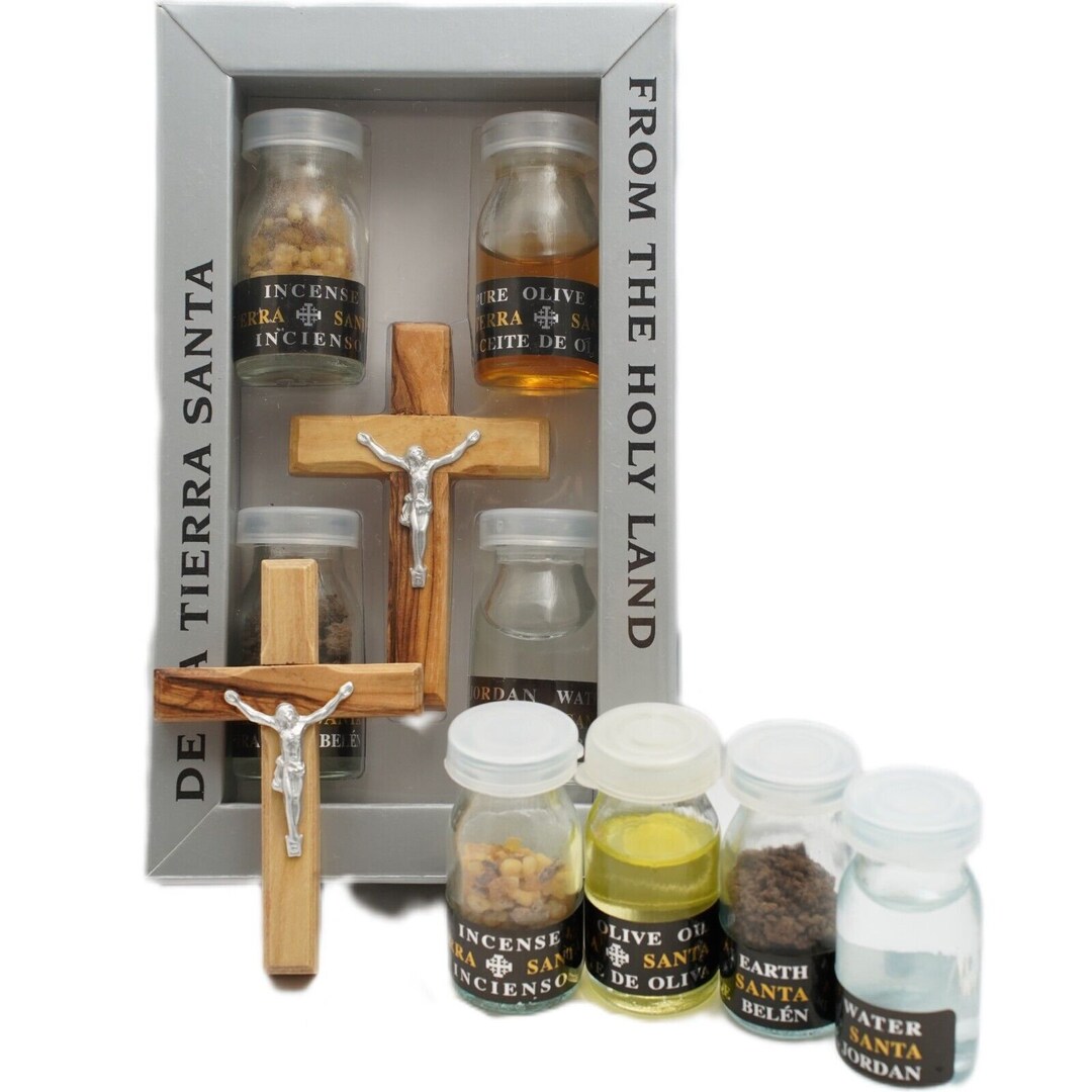 Handmade Olive Wood Crucifix Cross Christian 5 PCS Gift Set Religious ...
