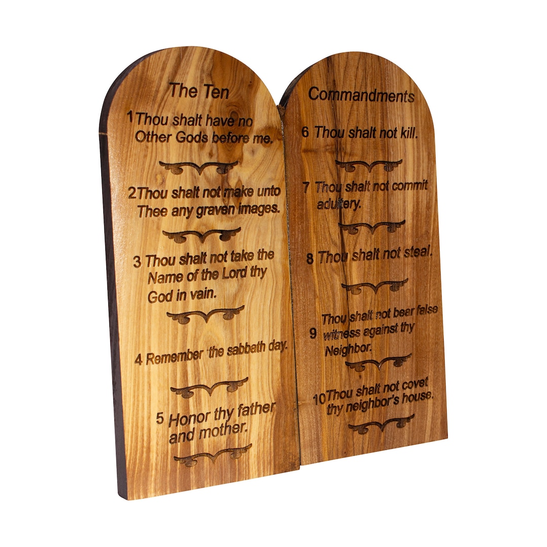 Handmade Olive Wood Ten Commandments Bible Verse Desk Tabletop Plaque ...