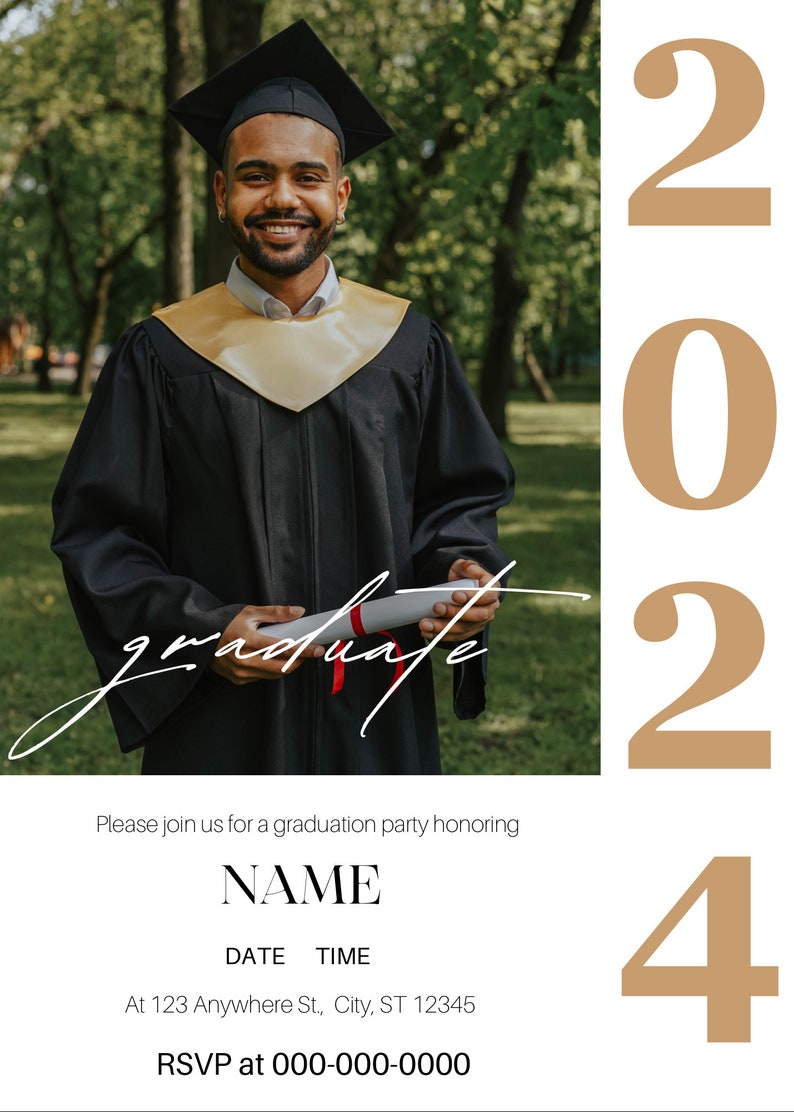 Editable Graduation Invitation, Canva Template, Digital Download - Etsy